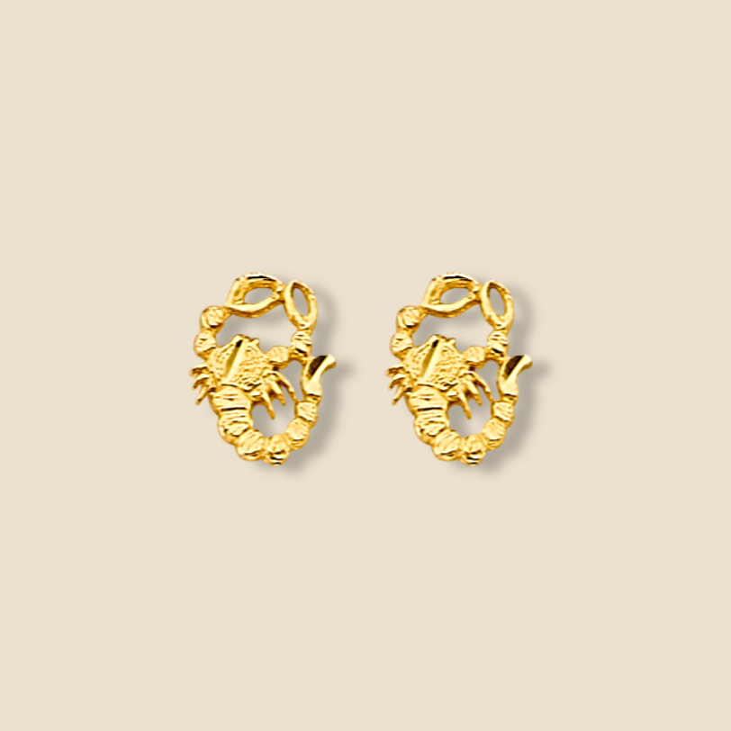 14K Solid Gold Scorpion Push Back Stud Earrings | Unique Animal-Themed ...
