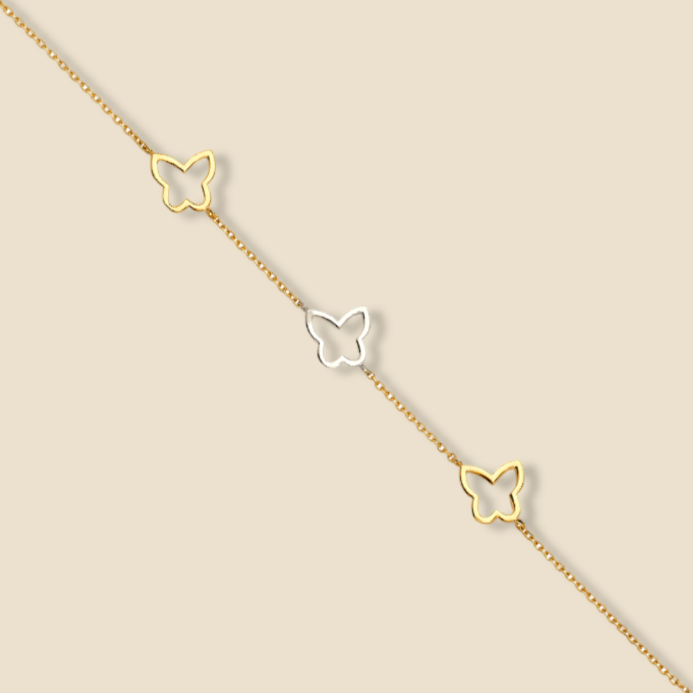 14K Solid Gold Butterfly Bracelet – Symbol of Growth & Beauty | Tehrani ...