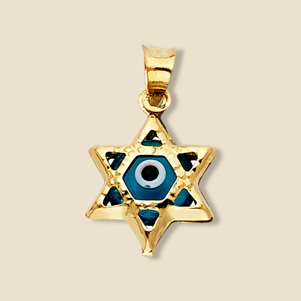 14K Gold Evil Eye Star of David Pendant | Spiritual Charm by Tehrani ...