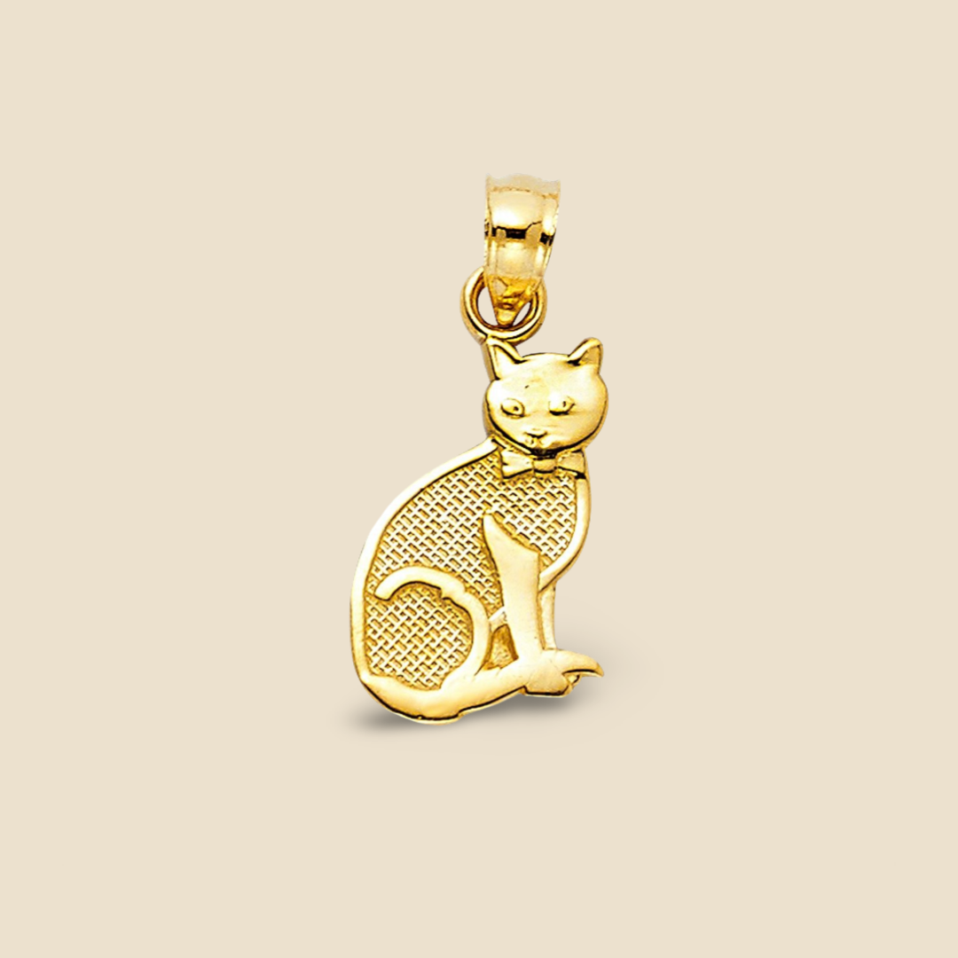 14k Solid Gold Cat Charm | Dainty Cat Pendant | Fine Gold Jewelry by ...