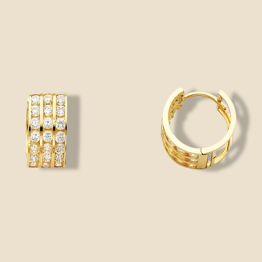 Enchanting Unveiling: 14K Real Gold 7 mm CZ Channel Set Hoop Huggies ...