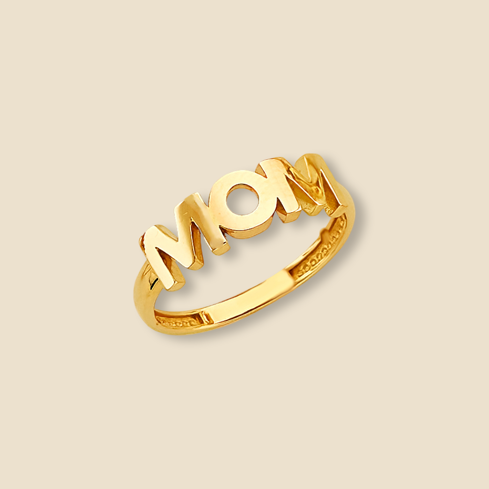 14K Yellow Gold Mom Ring | Polished Sentimental Jewelry | Tehrani Jewelry