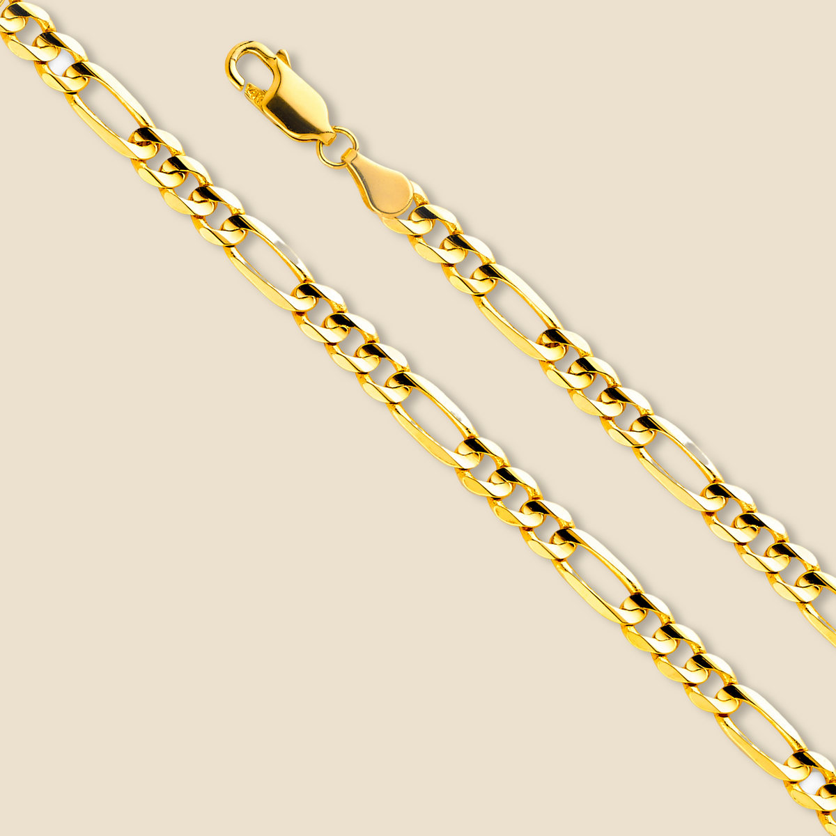 14K Gold Figaro Chain Bracelet & Necklace – 4.5mm Solid Gold Chain ...