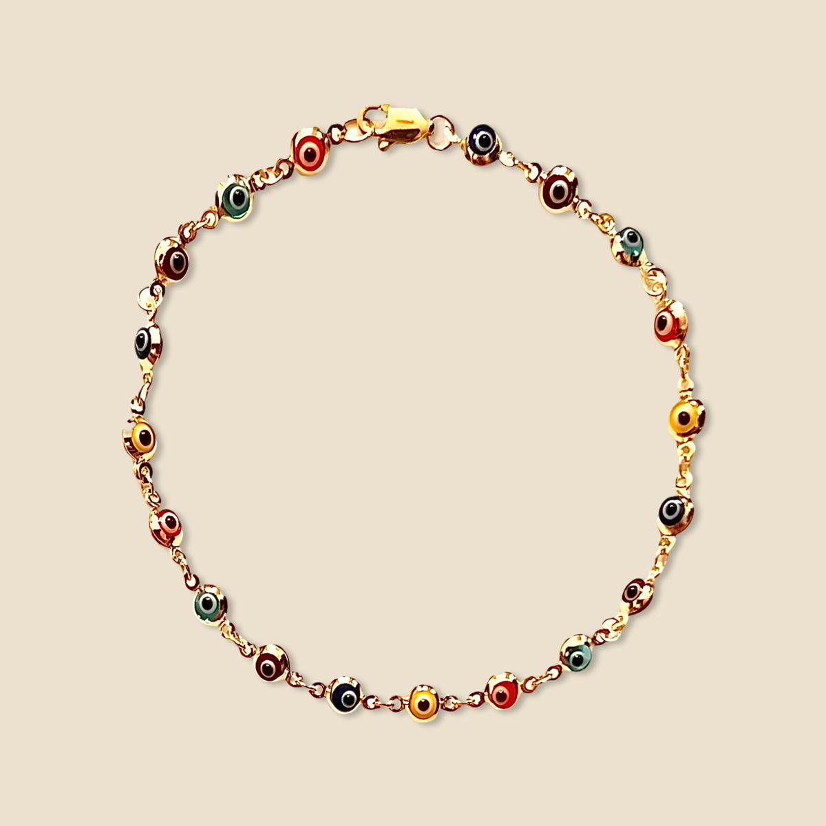 Multicolor Evil Eye Bracelet: 14K Real Gold | Tehrani Jewelry