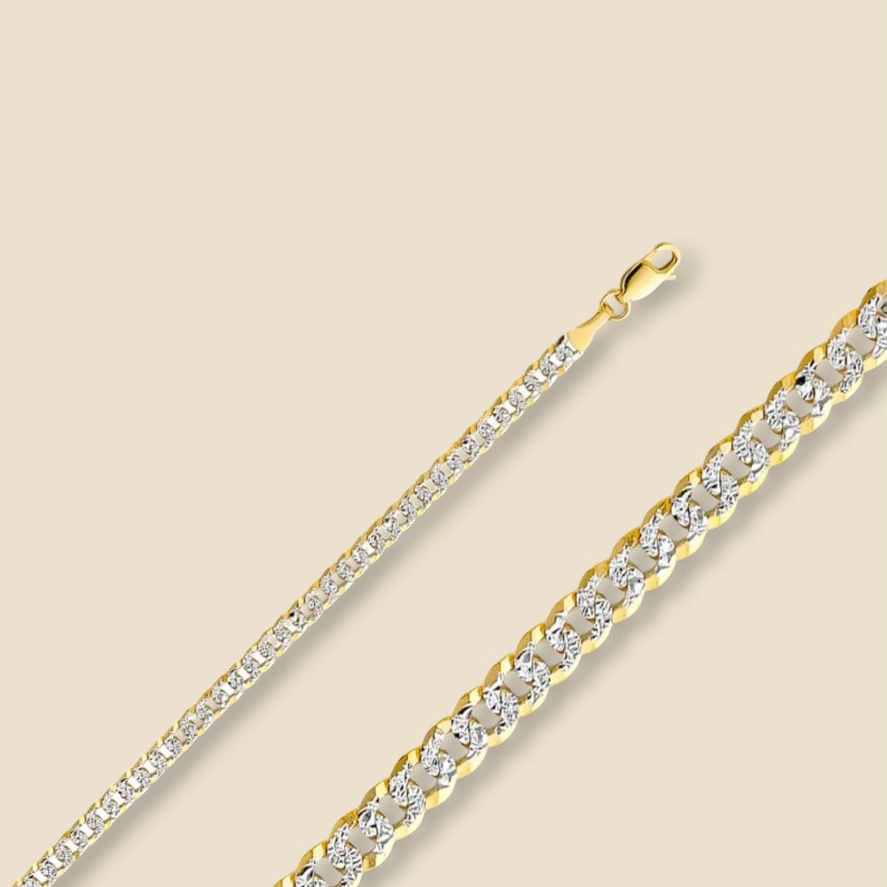 14K Gold 4mm Cuban White Pave Chain | Tehrani Jewelry