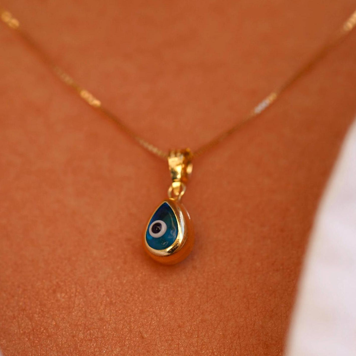 14K Gold Tiny Tear Evil Eye Charm | Dainty Spiritual Pendant | Tehrani ...