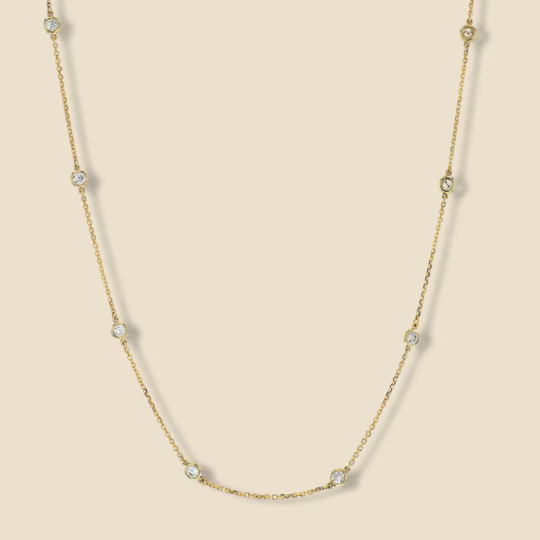 Timeless Elegance: 14K Solid Gold Bezel by the Yard Necklace – Tehrani ...