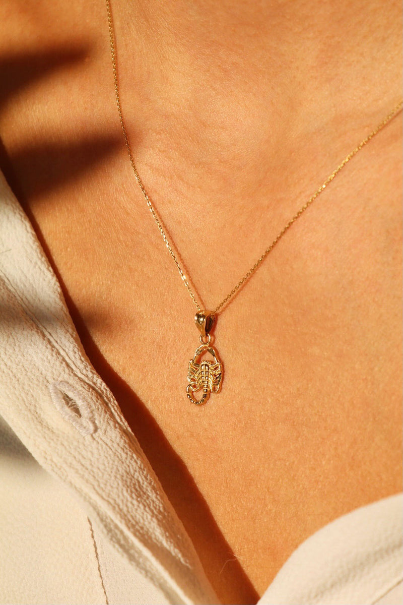 Exquisite Scorpion Charm: Handmade 14K Solid Gold Pendant | Tehrani Jewelry